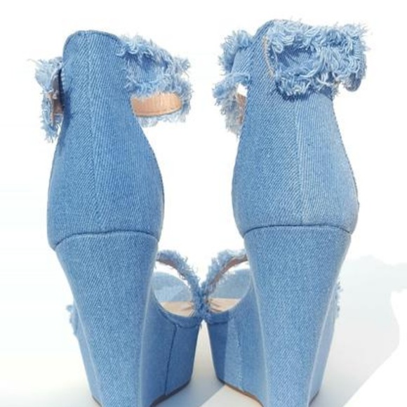Breckelles | Shoes | Frenzy Blue Jean Wedge | Poshmark